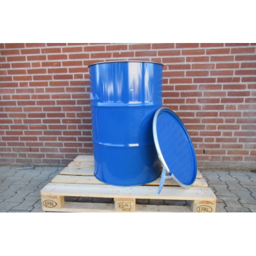 4 stuks metalen vaten/tonnen 200 liter deksel en klem 88x59cm. - A.D.R ...